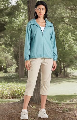 Libin Women's Cargo Capri Hiking Pants Lightweight Quick Dry Cropped Pants Summer Casual Outdoor with Zipper Pockets, Khaki, Medium