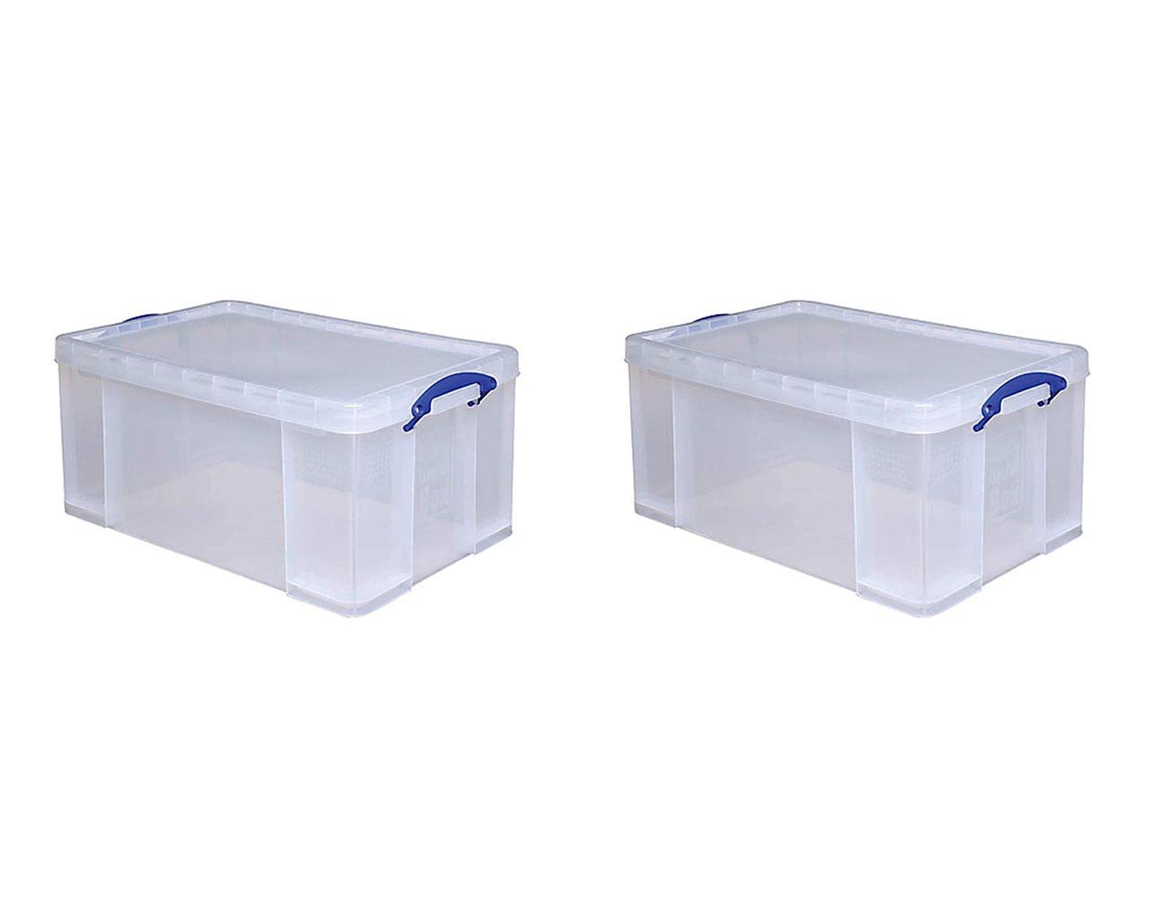Really Useful Boxes Clear Transparent Plastic Storage Box, 64 Liters Features Attached Handles Make It Easy to Carry (Two Pack)