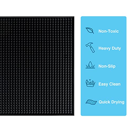 BARsics 18"x12" PVC Bar Service Mat for Cocktail Bartender (Black 2-Pack)