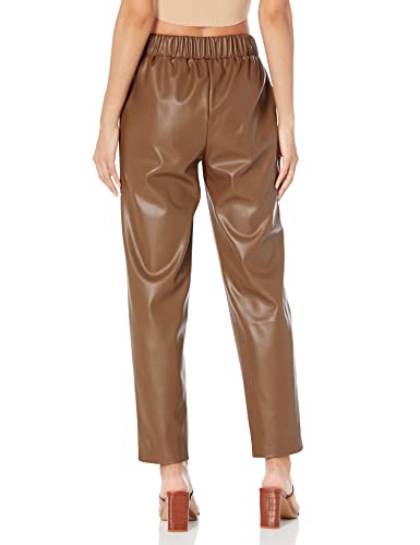 The Drop Women's @lisadnyc Faux Leather Pull-On Jogger, Coffee Bean, XL