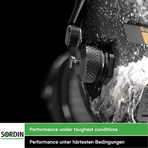 Sordin Supreme Pro-X Ear Defenders for Hunting & Shooting - Active & Electronic - US Headband & Gel Kits - Black Headband, Green Cups
