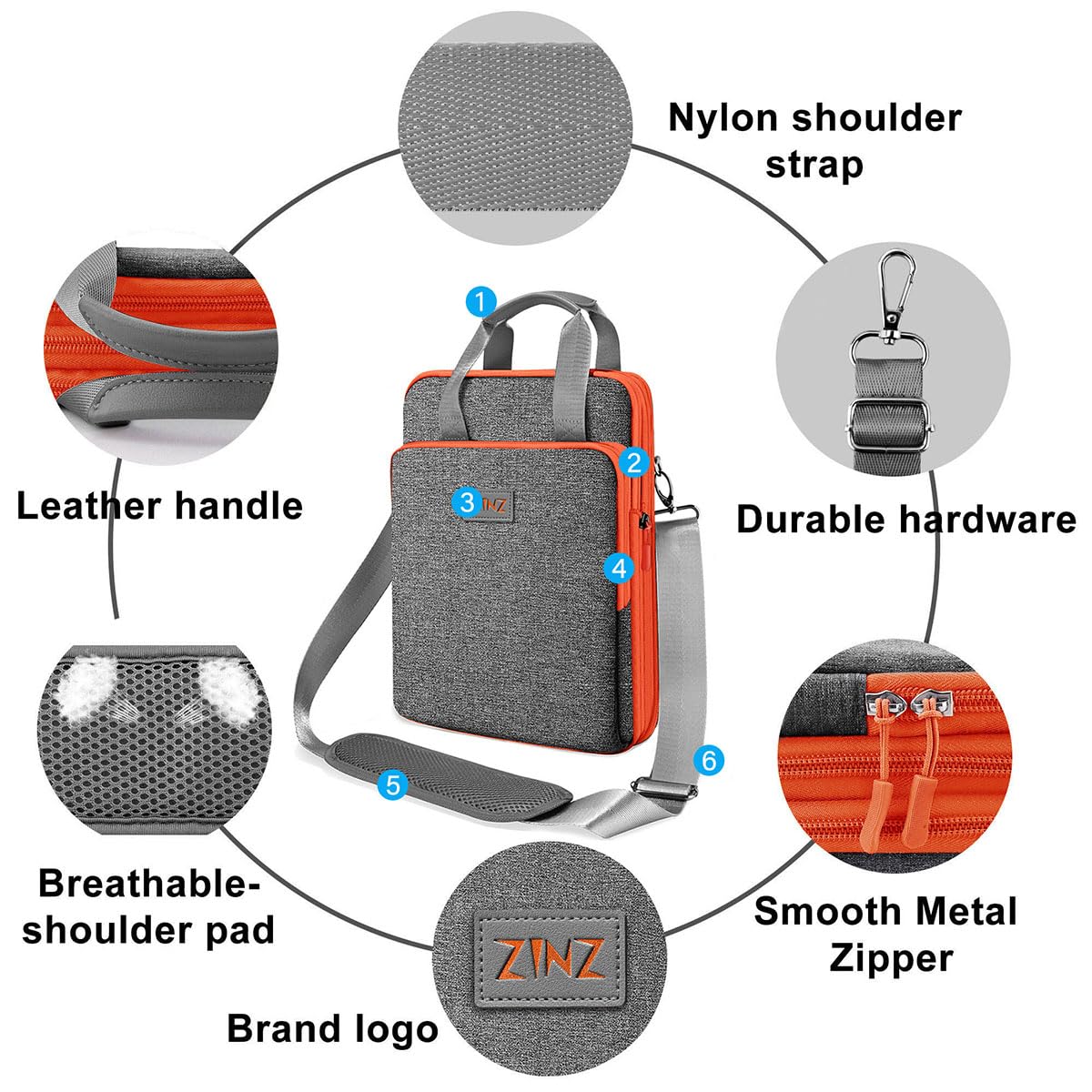 ZINZ Slim & Expandable Case 12.9 13 inch Travel Laptop Shoulder Bag for MacBook Air 13" M3/M2/M1, MacBook Pro 13" M2/M1, iPad Pro 12.9"/13"/11", iPad Air 13",L01G05