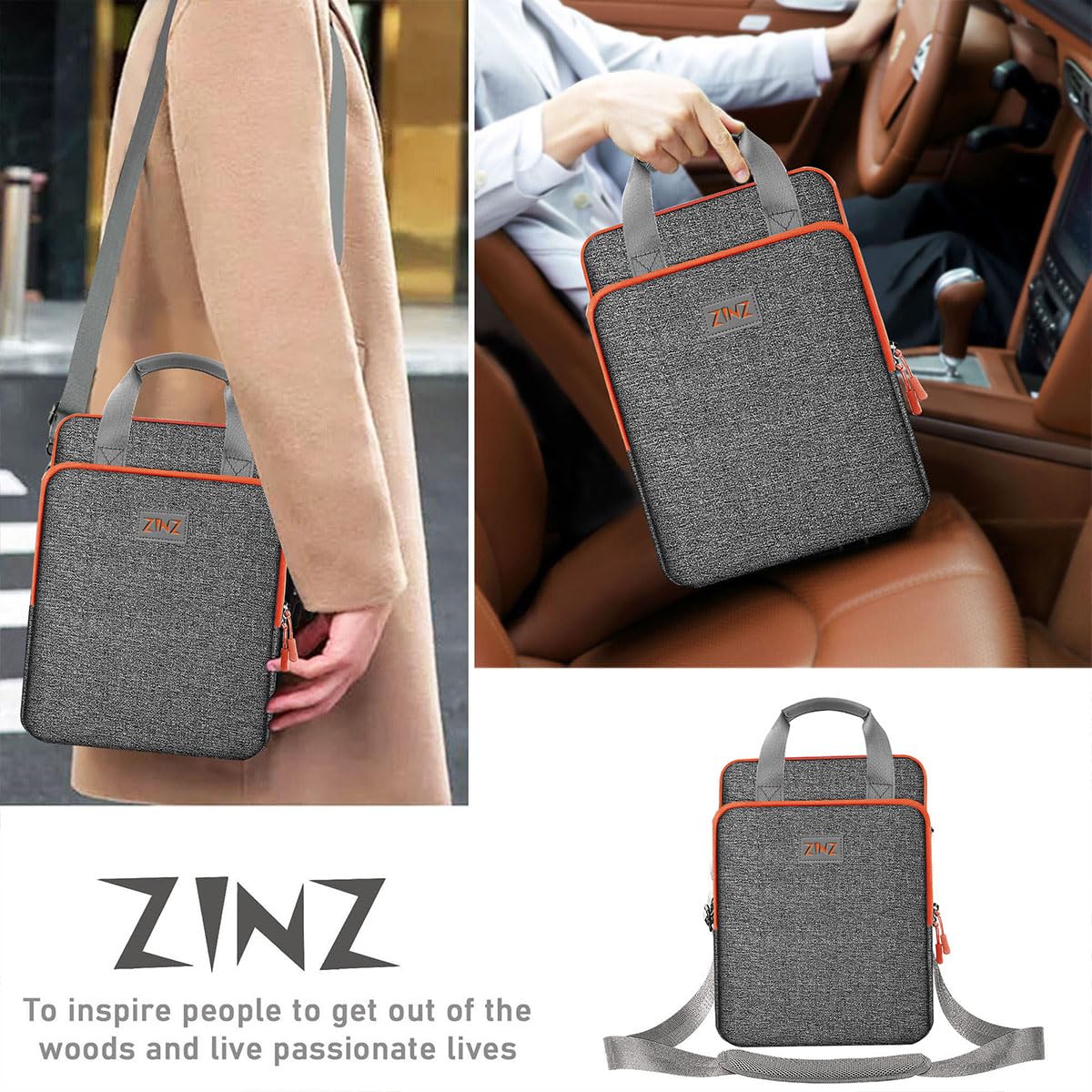 ZINZ Slim & Expandable Case 12.9 13 inch Travel Laptop Shoulder Bag for MacBook Air 13" M3/M2/M1, MacBook Pro 13" M2/M1, iPad Pro 12.9"/13"/11", iPad Air 13",L01G05