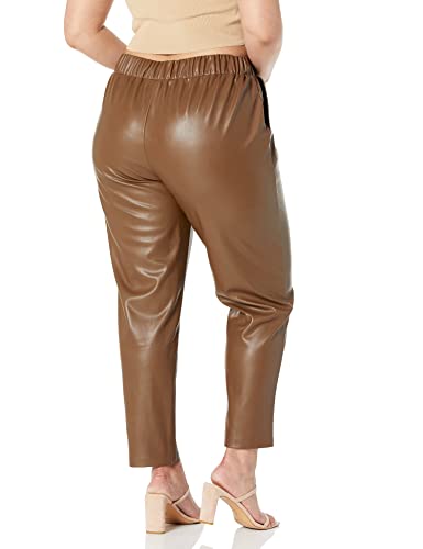 The Drop Women's @lisadnyc Faux Leather Pull-On Jogger, Coffee Bean, XL
