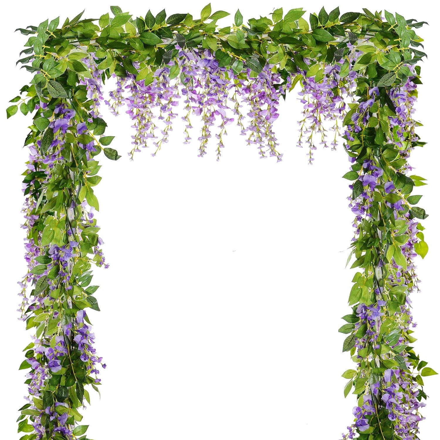 Onetoy Wisteria Garland Flower Vines Wisteria Vine Artificial Wisteria Hanging Flowers Garland - 5pcs Total 33ft (Plurple)