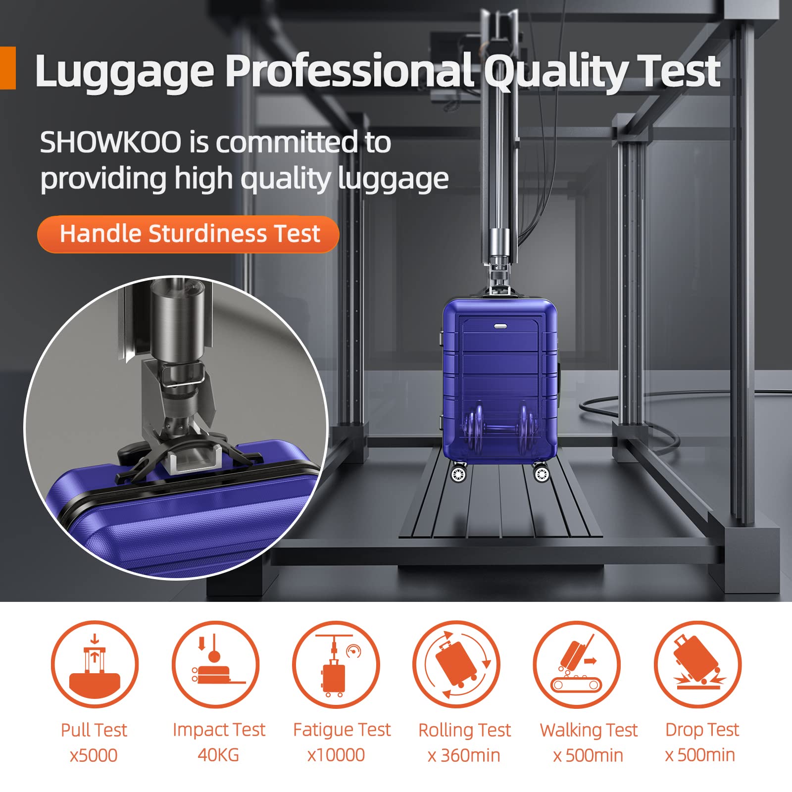 SHOWKOO Luggage Sets Expandable PC+ABS Durable Suitcase Sets Double Wheels TSA Lock 4 Piece Luggage Set Royal Blue