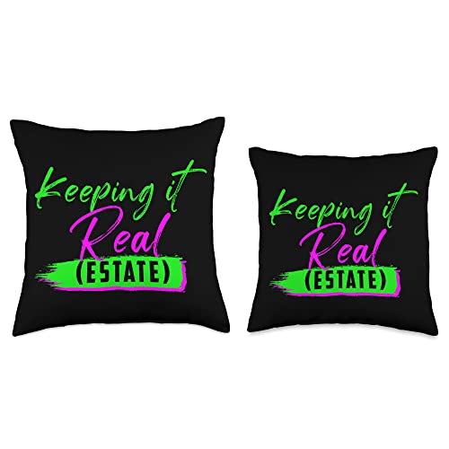 Apartment Object Seller Mortgage Rent Broker Gift Keeping It Real Estate Agent Realtor House Property Business Throw Pillow, 18x18, Multicolor