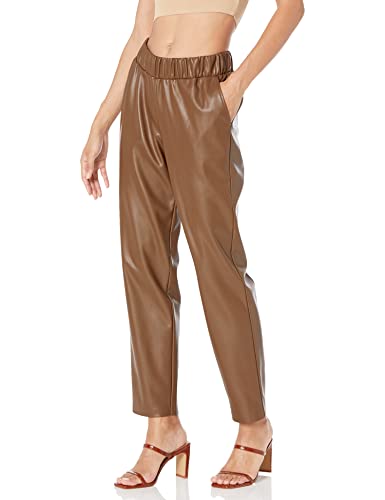The Drop Women's @lisadnyc Faux Leather Pull-On Jogger, Coffee Bean, XL