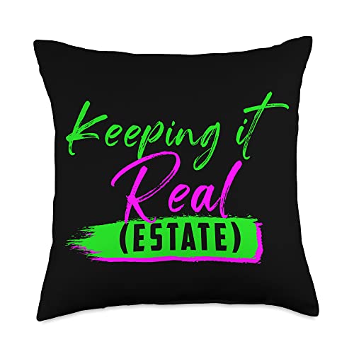 Apartment Object Seller Mortgage Rent Broker Gift Keeping It Real Estate Agent Realtor House Property Business Throw Pillow, 18x18, Multicolor