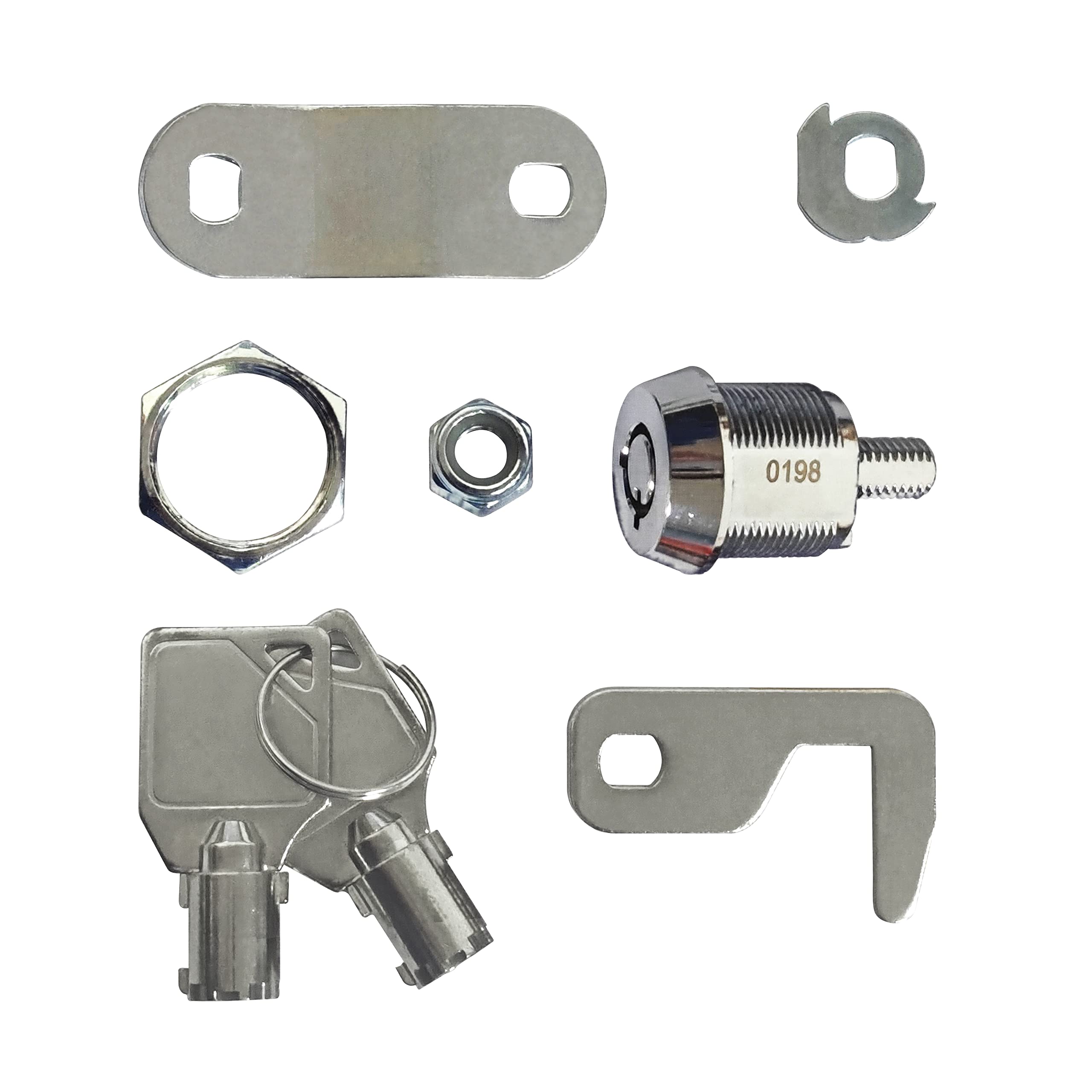 2 Pack Toolbox Lock 5/8" Tubular Cam Replacement Lock Hook Cam Keyed Alike with 4 Keys