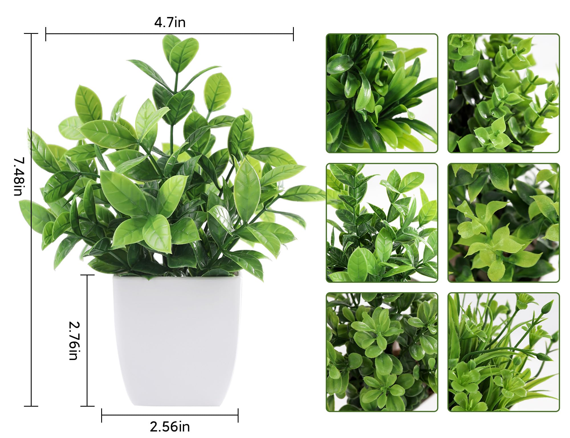 Der Rose 6 Pack Fake Plants Mini Artificial Plants for Home Office Farmhouse Bathroom Shelf Decor Indoor
