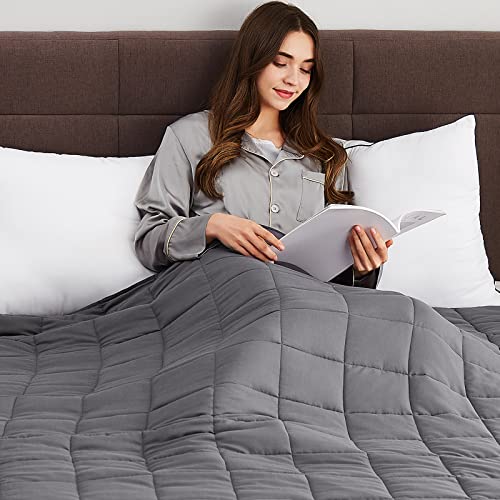 CUTEKING Weighted Blanket for Adults (15lbs, 48"x72", Full, Grey) Heavy Blanket for 140-150lbs, Weighted Blanket for Cooling & Heating with Premium Glass Beads, Soft Thick Blanket for Adult All-Season