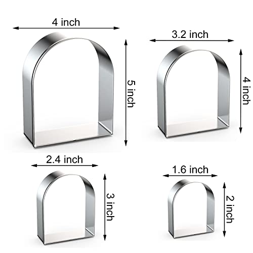 Arch Cookie Cutter Set Large - 5 Inch, 4 Inch, 3 Inch, 2 Inch - Geometric Cookie Cutters Shapes Molds - Stainless Steel
