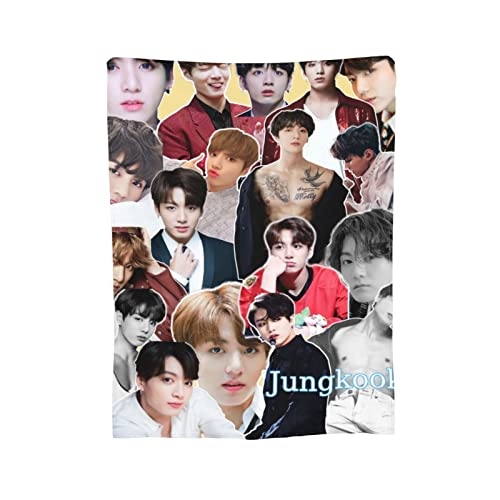 Blanket Jungkook Soft and Comfortable Warm Fleece Blanket for Sofa,Office Bed car Camp Couch Cozy Plush Throw Blankets Beach Blankets