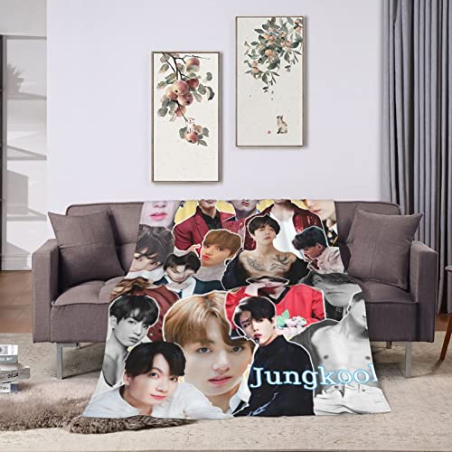 Blanket Jungkook Soft and Comfortable Warm Fleece Blanket for Sofa,Office Bed car Camp Couch Cozy Plush Throw Blankets Beach Blankets