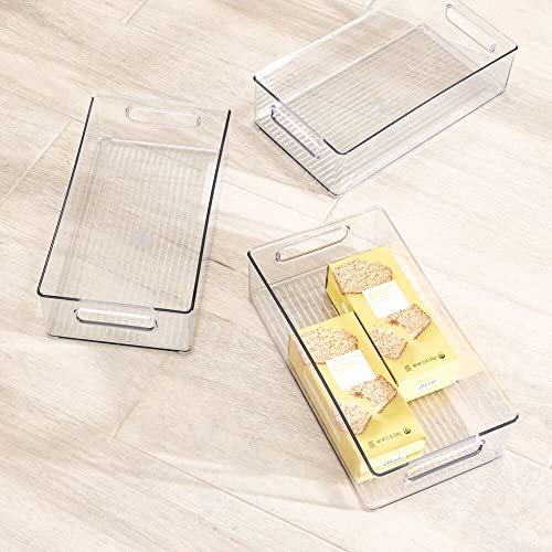 iDesign Plastic Refrigerator and Freezer Storage Bin, BPA-Free Organizer for Kitchen, Garage, Basement, Set of 3, Clear, 3 Count
