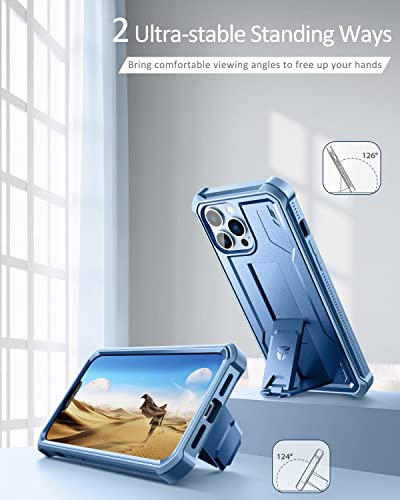 Dexnor for iPhone 13 pro max Case 6.7 Inch 2021, [Built in Screen Protector and Kickstand] Heavy Duty Military Grade Protection Shockproof Protective Cover for iPhone 13 pro max,Sierra Blue