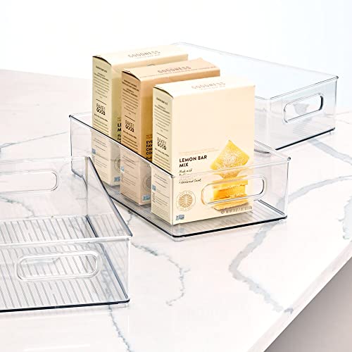 iDesign Plastic Refrigerator and Freezer Storage Bin, BPA-Free Organizer for Kitchen, Garage, Basement, Set of 3, Clear, 3 Count