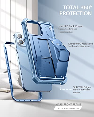 Dexnor for iPhone 13 pro max Case 6.7 Inch 2021, [Built in Screen Protector and Kickstand] Heavy Duty Military Grade Protection Shockproof Protective Cover for iPhone 13 pro max,Sierra Blue