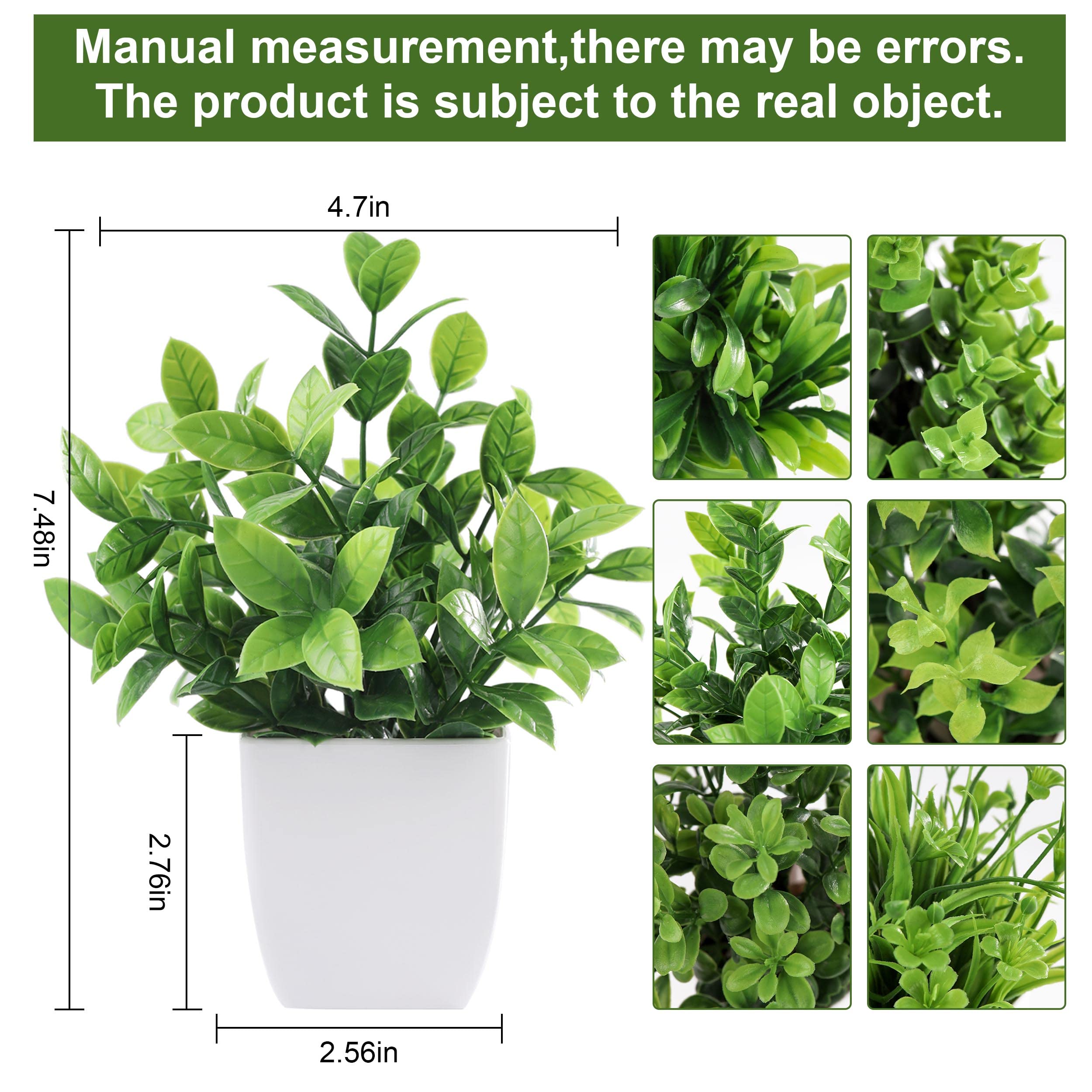 Der Rose 6 Pack Fake Plants Mini Artificial Plants for Home Office Farmhouse Bathroom Shelf Decor Indoor