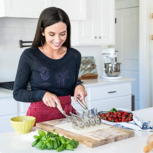 Oleex ‘All-Dough’ Pastry Cutter Set. 5 Wheel Dough Cutter and Dual Fluted Ravioli Cutter Wheel/Pizza Cutter Wheel! Versatile Brownie Cutter, Pasta Maker, Noodle Cutter, Stainless Steel Pizza Slicer