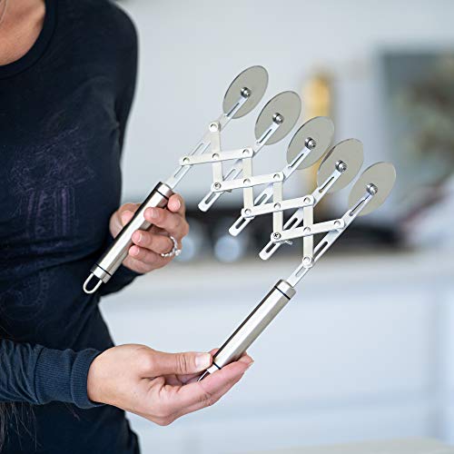 Oleex ‘All-Dough’ Pastry Cutter Set. 5 Wheel Dough Cutter and Dual Fluted Ravioli Cutter Wheel/Pizza Cutter Wheel! Versatile Brownie Cutter, Pasta Maker, Noodle Cutter, Stainless Steel Pizza Slicer
