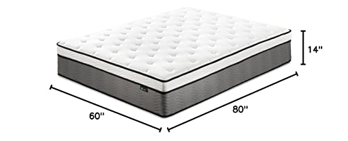 Zinus 14 Inch Support Plus Pocket Spring Hybrid Mattress/Extra Firm Feel/Heavier Coils for Durable /Pocket Innersprings for Motion Isolation,in-a-Box, Queen