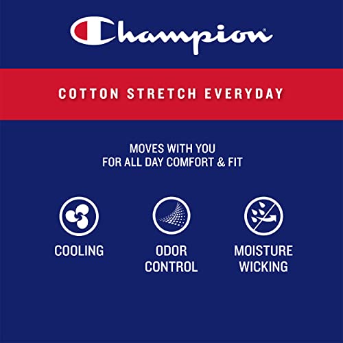 Champion Men's Boxer Briefs, Every Day Comfort Stretch Cotton Moisture-Wicking Underwear, Multi-Pack, Blue White Script Logo/Black/Red-3 Pack, Medium