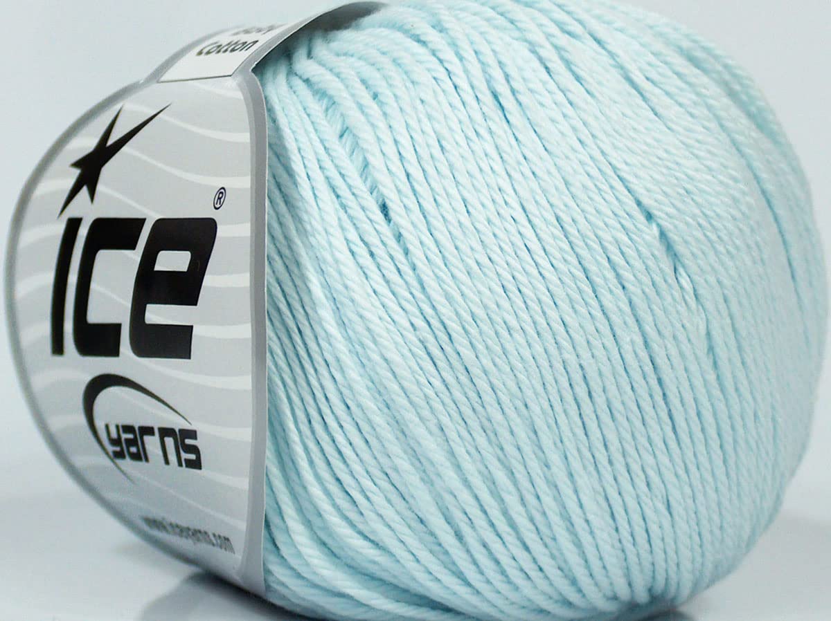 Lot of 8 Skeins Ice Yarns Baby Cotton (100% Giza Cotton) Yarn Baby Blue