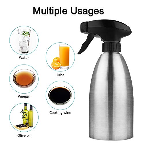 Accmor Olive Oil Sprayer, Vinegar Sprayer Dispenser, Safety Exquisitely Stainless Steel Container Seasoning Kitchenware Tools for BBQ, Cooking, Frying and Grilling (17oz (500ML))