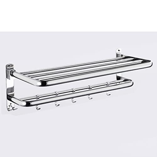 FCMLD Folding Movable Bath Towel Shelf Stainless Steel Bathroom Towel Rack Holder Storage Shelf Hook Accessories (Color : D, Size : 38cm)
