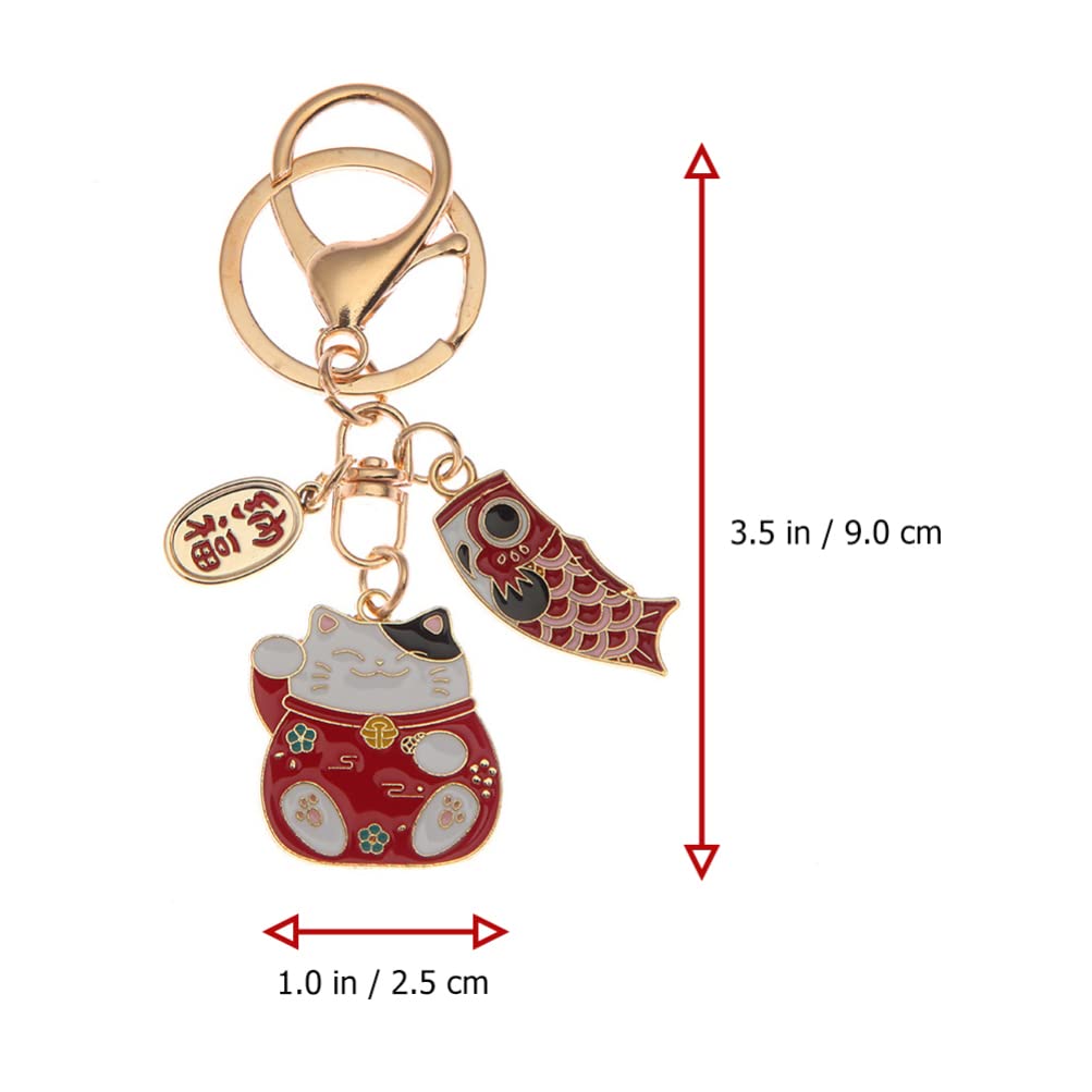 jojofuny 2pcs keychain accessories japanese lucky cat keychain cute maneki neko key ring chinese fortune pendants keychain bag purse charm ornament for wealth blue keychain wallet red stuffed animals