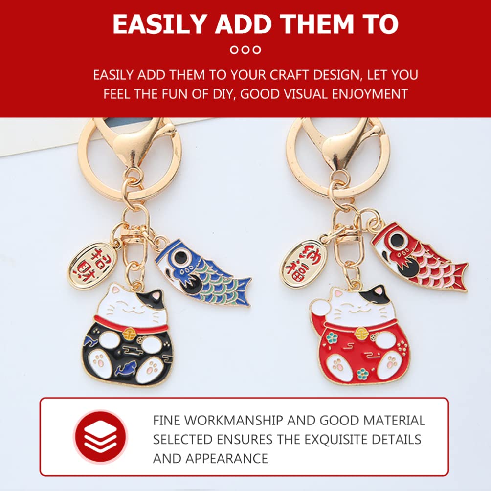 jojofuny 2pcs keychain accessories japanese lucky cat keychain cute maneki neko key ring chinese fortune pendants keychain bag purse charm ornament for wealth blue keychain wallet red stuffed animals