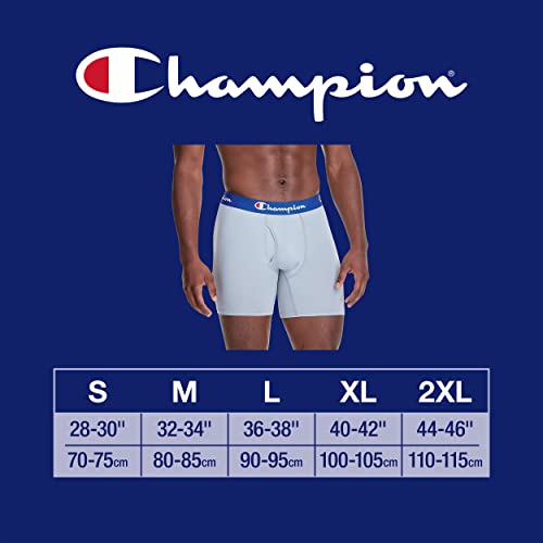 Champion Men's Underwear Boxer Briefs, Everyday Active, Lightweight Stretch, Multi-Pack, Black with Script Logo/Electric Cyan/Scarlet-3 Pack, Small