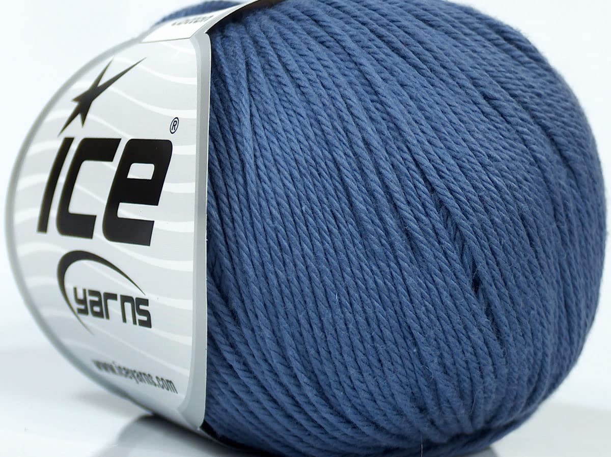 Lot of 8 Skeins Ice Yarns Baby Cotton (100% Giza Cotton) Yarn Oil Blue