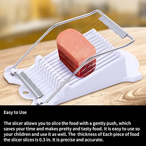 2 Pack Luncheon Meat Slicer, Egg Slicers,Stainless Steel Wire, Cuts 10 Slices for Eggs, Hams, Avocados, Bananas, Onions, Soft Food and Fruits (White)