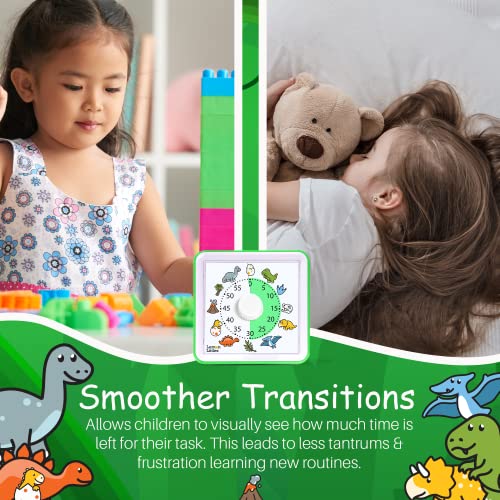 Visual Timer for Kids, Toddler, Autism, ADHD & Preschool Classroom - Animal Silent Countdown Timers - 60 Minute Productivity & Time Management Clock (Dinosaur)
