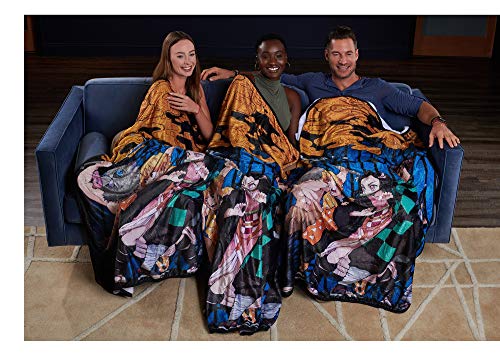 Surreal Entertainment Demon Slayer Blanket- Officially Licensed Merchandise from The Anime Demon Slayer- Comfy Lightweight Fleece, Throw, 45x60 inches (Yellow)