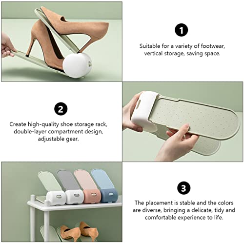 Veemoon Shoe Stacker Organization Stacker Space Holder Racks Deck Home Shelf for Slots Layer Slipper White Household Stands Adjustable Bedroom Non-Skid Stackable Sandals Storage Sneakers Chic Rack