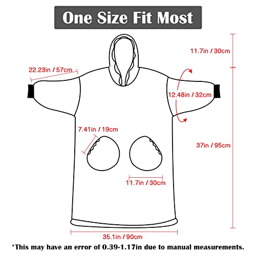 American Trends Wearable Blanket Oversized Blanket Hoodie Comfy Hooded Blanket Snuggies for Women Men Sweatshirt with Big Pockets Grey One Size