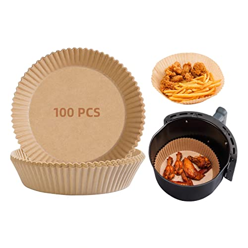 WXHHH Air Fryer Disposable Paper Liner, 100Pcs-6 inch Liners for Air Fryer, Non-stick Disposable Air Fryer Liners, Water-proof, Filter Paper for Air Fryers Basket, Microwave Oven, Frying Pan