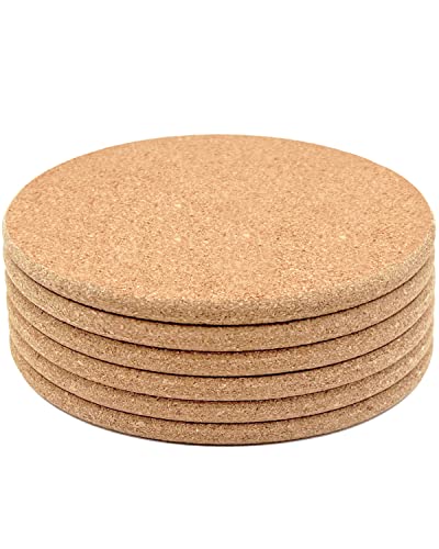 Cork Trivet, 6 Pack High Density Thick Cork Coaster Set for Hot Dishes and Hot Pots, 8 Inch Heat Resistant Multifunctional Cork Board, Hot Pads for Table & Countertop