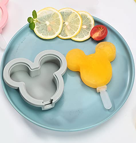 Silicone Popsicle Molds, Cute Ice Pop Molds Reusable Cake Pop Mold Set with Lid Popsicle Sticks, Easy Release BPA Free Cartoon Ice Cream Mold for Kids