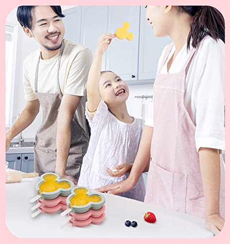 Silicone Popsicle Molds, Cute Ice Pop Molds Reusable Cake Pop Mold Set with Lid Popsicle Sticks, Easy Release BPA Free Cartoon Ice Cream Mold for Kids