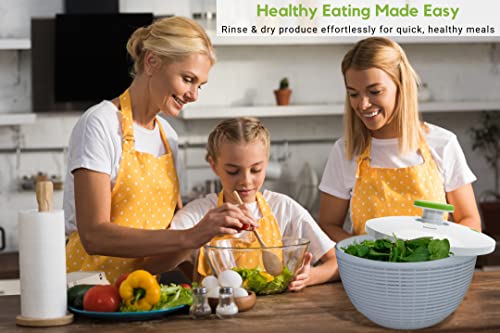 Brieftons 6.2-Quart Large Salad Spinner: Vegetable Washer Dryer Drainer Strainer with Bowl & Colander, Easy One-Handed Pump, Compact Storage, for Washing, Cleaning & Drying Greens, Vegetables, Fruits