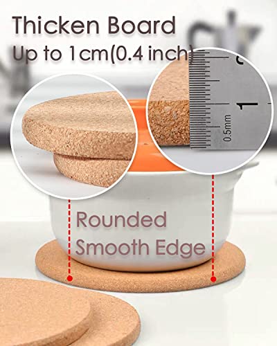 Cork Trivet, 6 Pack High Density Thick Cork Coaster Set for Hot Dishes and Hot Pots, 8 Inch Heat Resistant Multifunctional Cork Board, Hot Pads for Table & Countertop