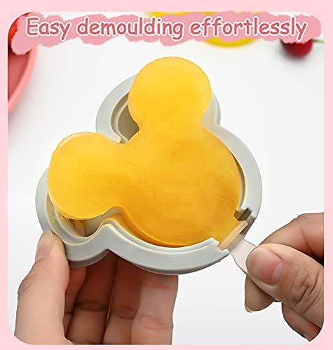 Silicone Popsicle Molds, Cute Ice Pop Molds Reusable Cake Pop Mold Set with Lid Popsicle Sticks, Easy Release BPA Free Cartoon Ice Cream Mold for Kids