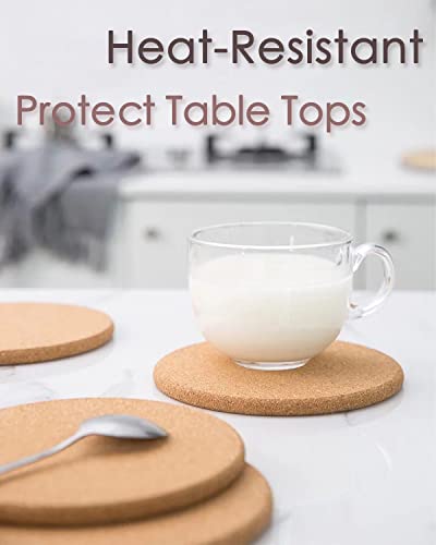 Cork Trivet, 6 Pack High Density Thick Cork Coaster Set for Hot Dishes and Hot Pots, 8 Inch Heat Resistant Multifunctional Cork Board, Hot Pads for Table & Countertop
