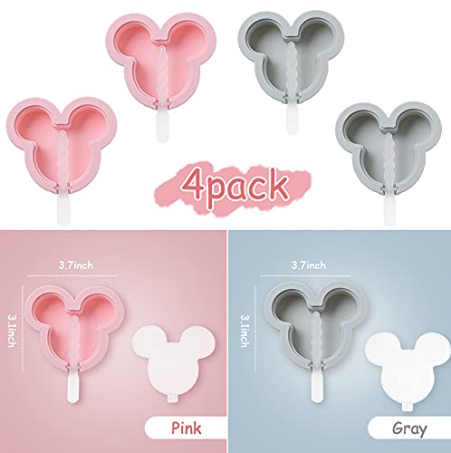 Silicone Popsicle Molds, Cute Ice Pop Molds Reusable Cake Pop Mold Set with Lid Popsicle Sticks, Easy Release BPA Free Cartoon Ice Cream Mold for Kids