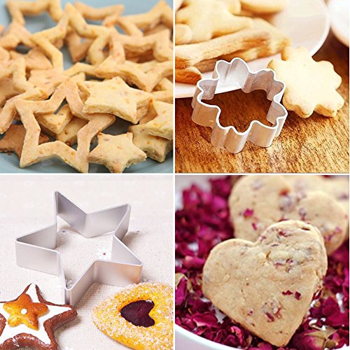 Mini Metal Cookie Cutters Set - 24 Pcs Clay Cutters / Mini Fruit Vegetable Cutters / Star Heart Round Flower Square Mini Cutters - Cookie Cutters for Kids Lunch / Mini Geometric Shapes Cookie Cutters